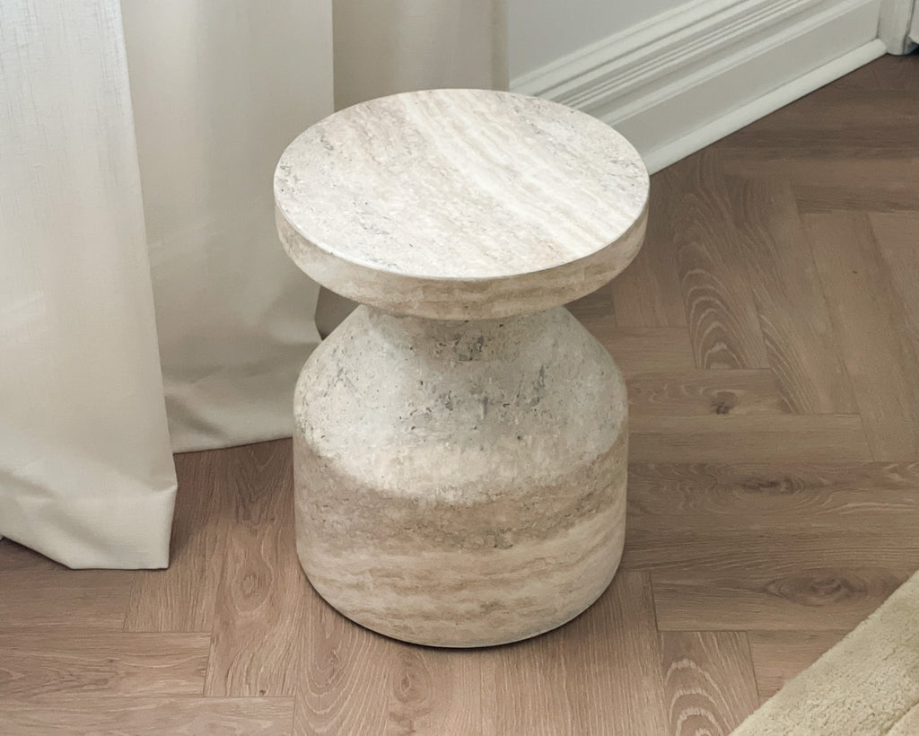 Column Stool | River Travertine – ORNAMENT